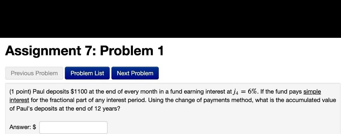 Solved Assignment 7: Problem 1 Previous Problem Problem List | Chegg.com