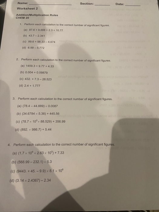 Solved Section: Date: Name: Worksheet 2 | Chegg.com