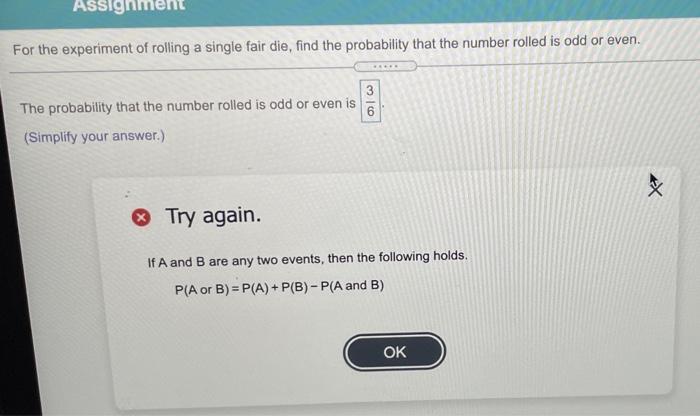 Solved A single, six-sided die is rolled. Find the | Chegg.com
