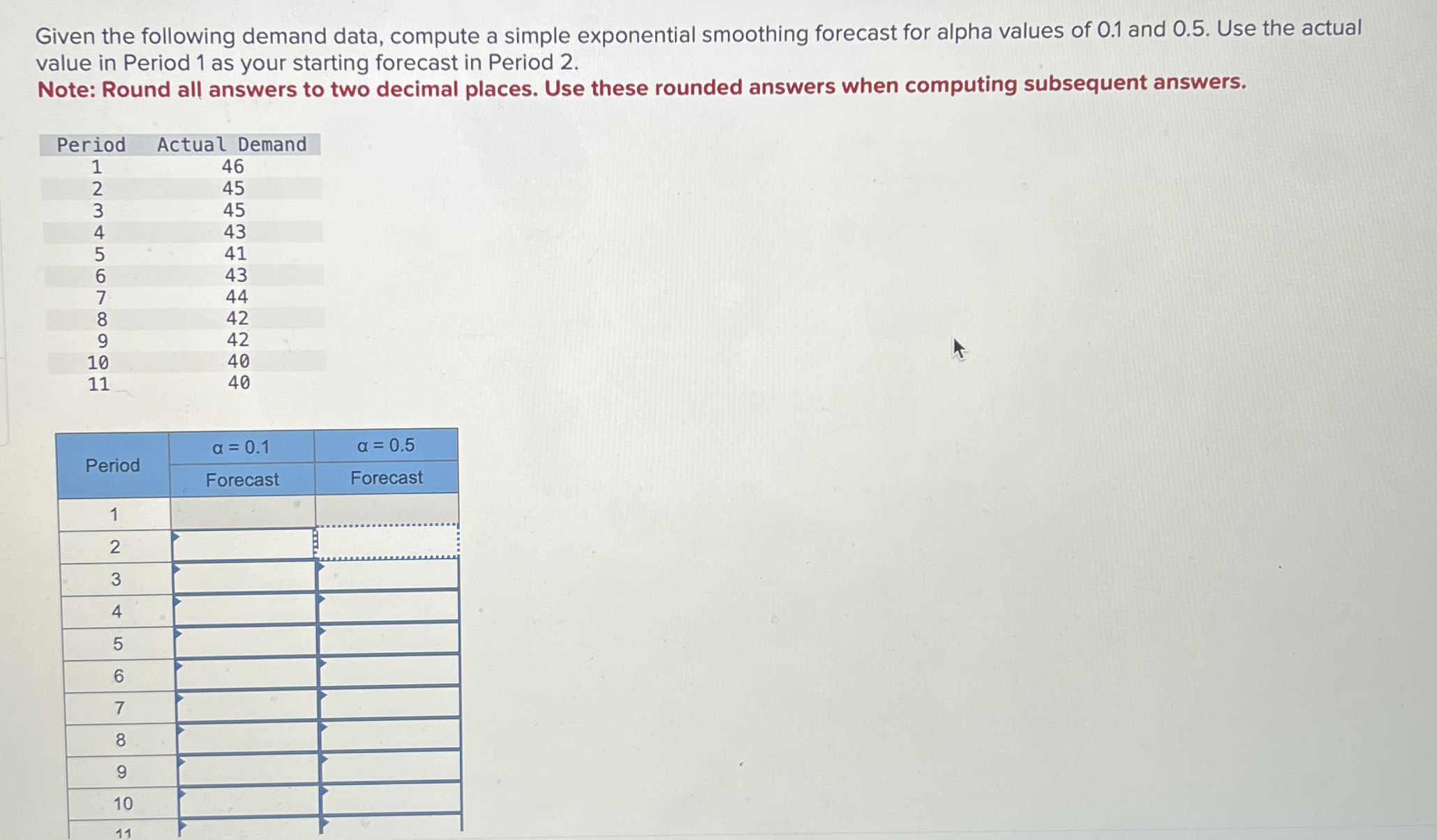 Given the following demand data, compute a simple | Chegg.com