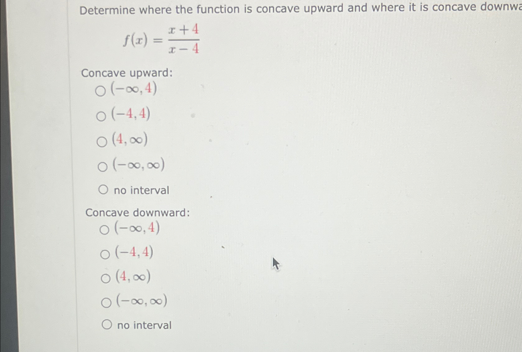 Solved Determine where the function is concave upward and | Chegg.com