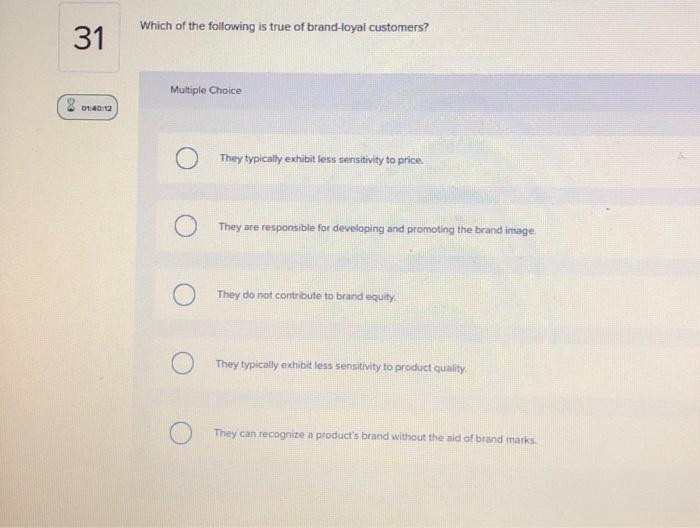 Which of the following is true of brand-loyal | Chegg.com