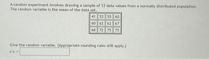 A random experiment involves drawing a sample of 12 | Chegg.com