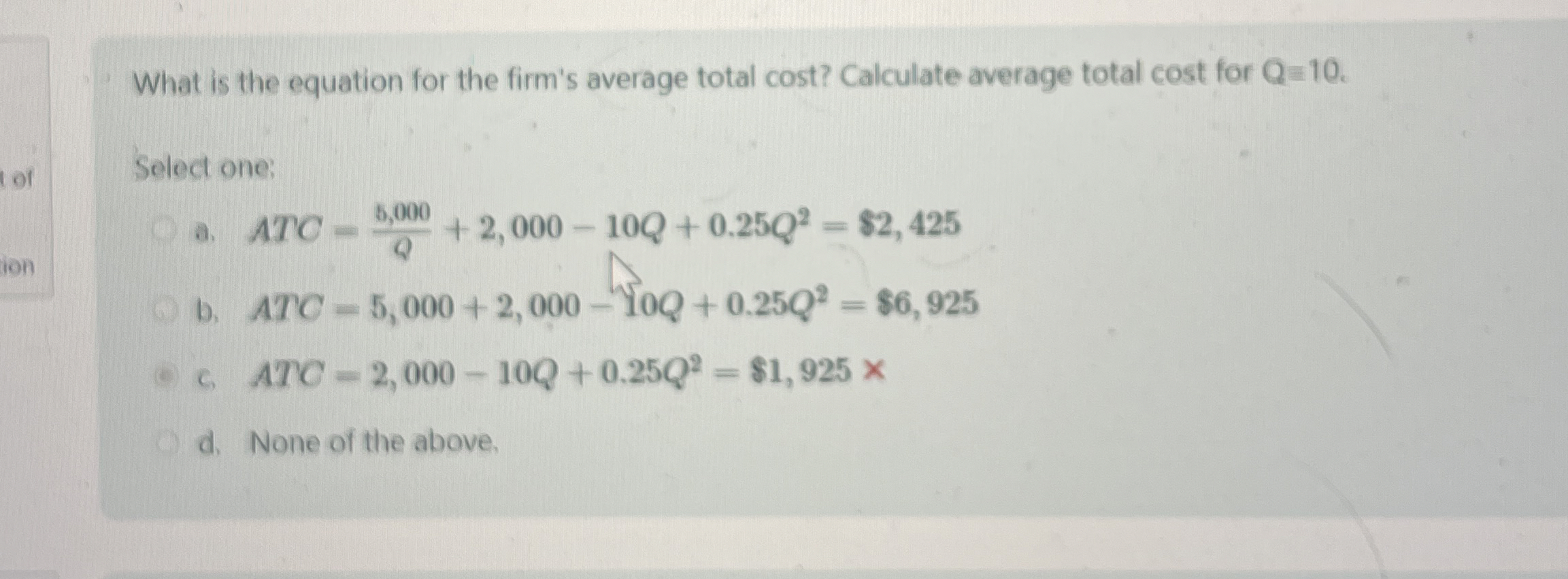 Solved What is the equation for the firm's average total | Chegg.com