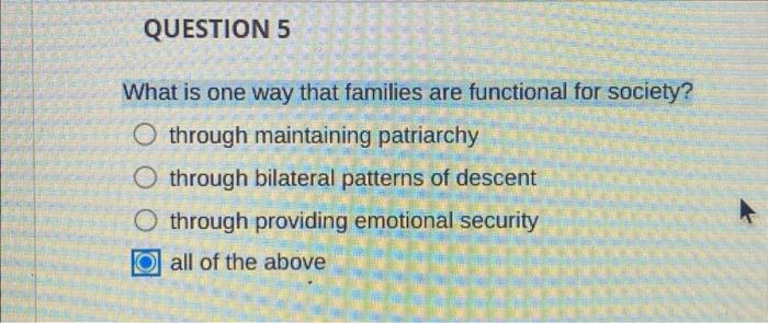 Solved What is one way that families are functional for | Chegg.com