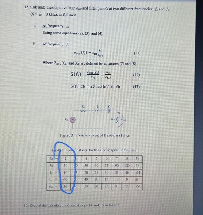 15. Calculate the output voltage eow and filter gain | Chegg.com