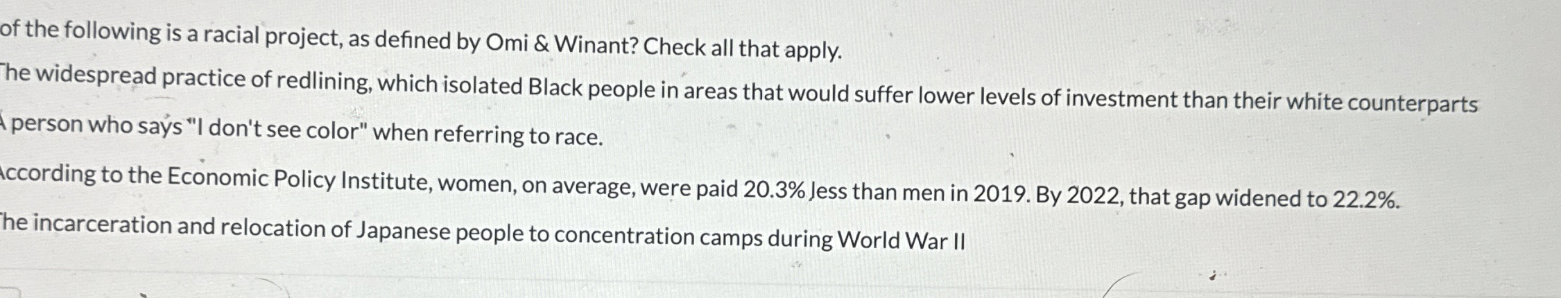 Solved of the following is a racial project, as defined by | Chegg.com