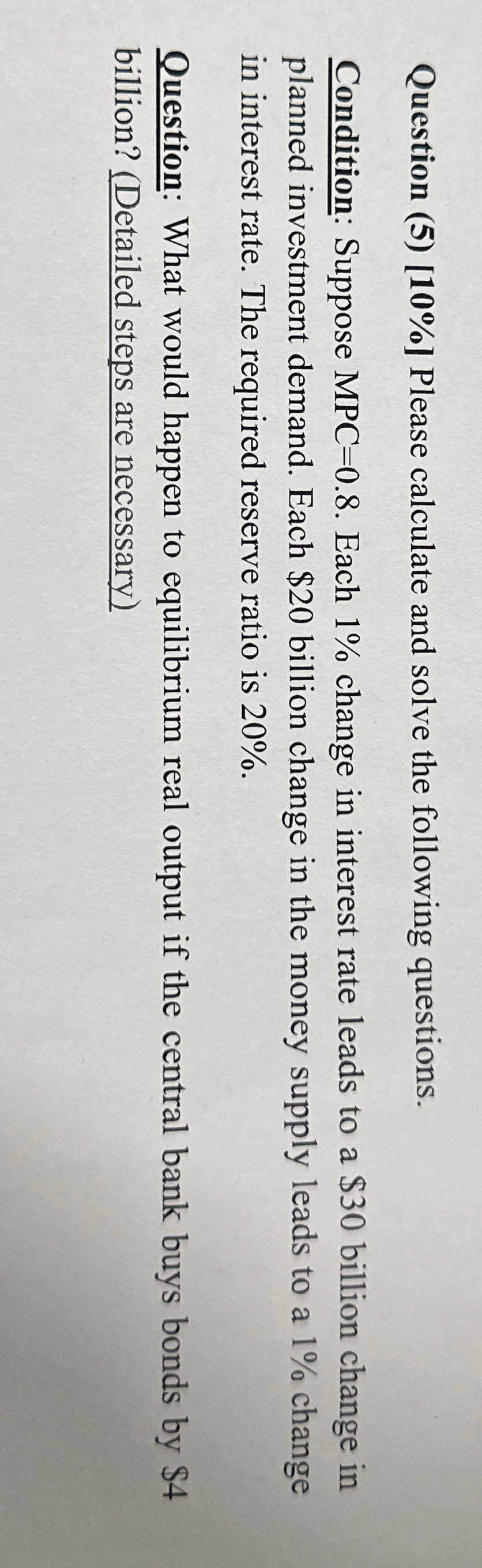 Solved Question (5) [10%] ﻿Please calculate and solve the | Chegg.com