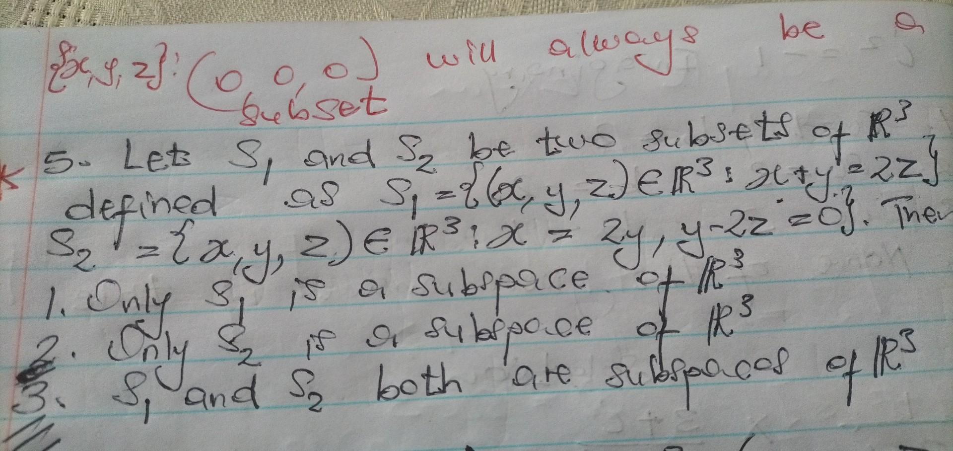 Solved {x,y,z}:(0,0,0) will always be 5. Let S1 and Sz be | Chegg.com