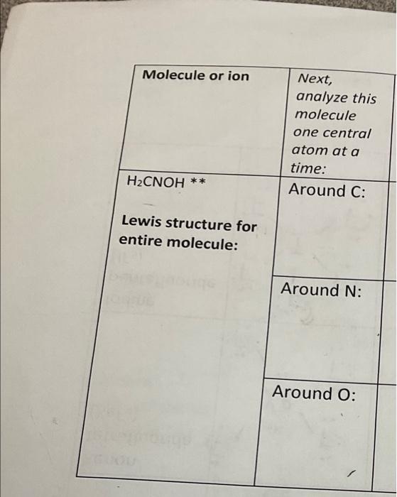 Solved Molecule or ion Next, analyze this molecule one | Chegg.com