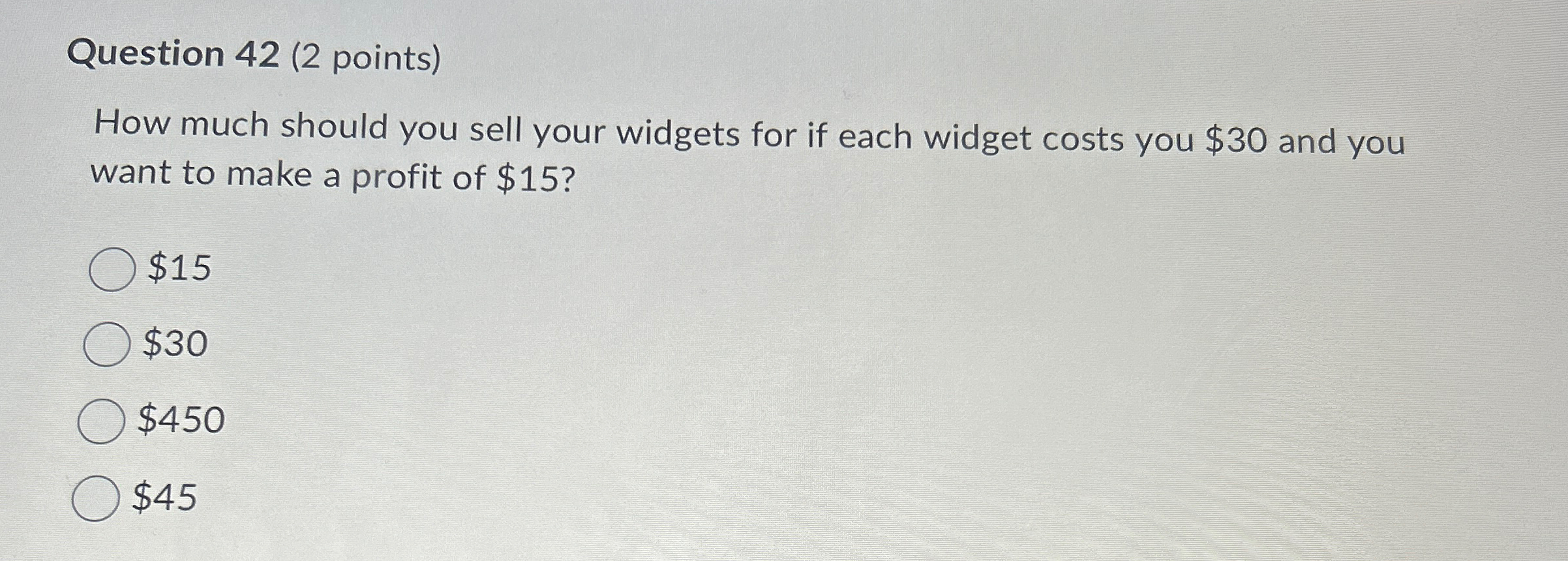 Solved Question 42 (2 ﻿points)How much should you sell your | Chegg.com