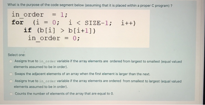 Solved What is the purpose of the code segment below | Chegg.com