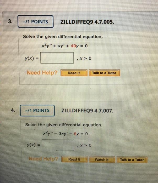 Solved -/1 POINTS ZILLDIFFEQ9 4.7.005. Solve the given | Chegg.com