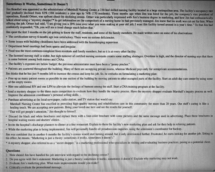 Solved Sometimes It Works, Sometimes It Doesn't Jim Beaufort | Chegg.com