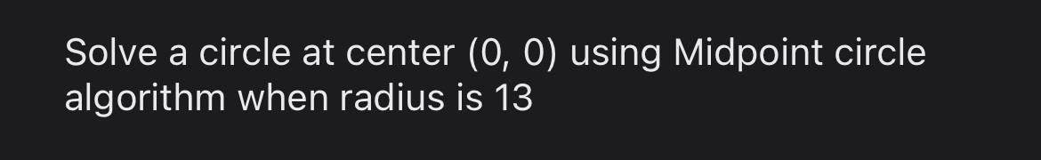 Solved Solve a circle at center (0, 0) using Midpoint circle | Chegg.com