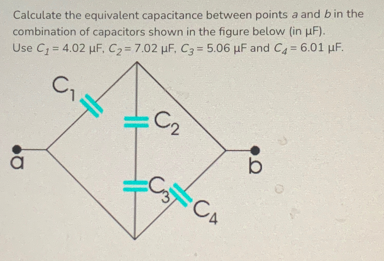 Solved Calculate the equivalent capacitance between points a | Chegg.com