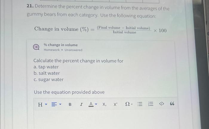 21. Determine the percent change in volume from the | Chegg.com