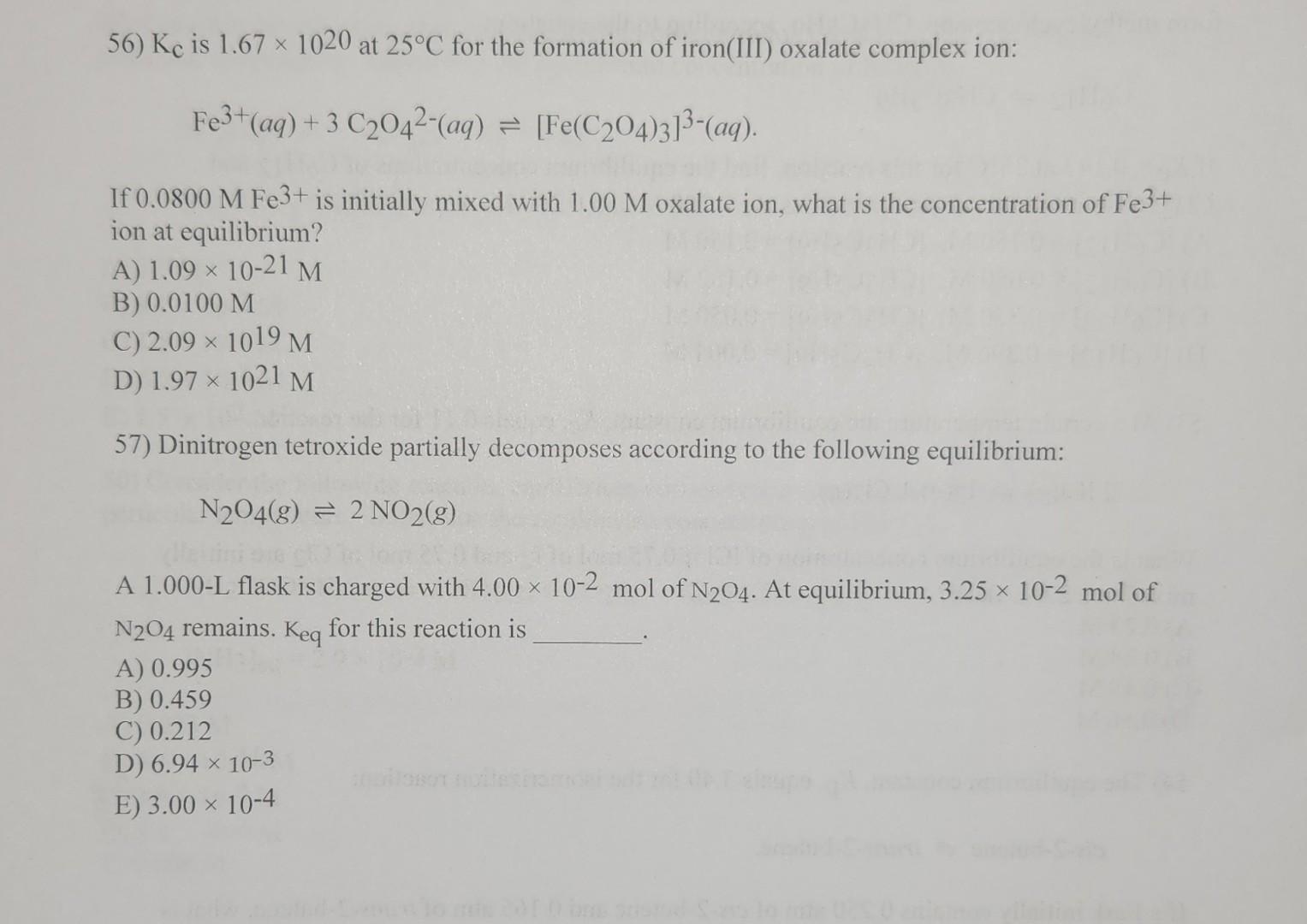 Solved 56) \\( \\mathrm{K}_{\\mathrm{C}} \\) is \\( 1.67 | Chegg.com