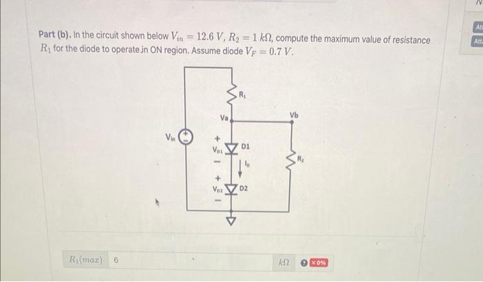 Solved Part (b). In the circuit shown below Vin =12.6 | Chegg.com