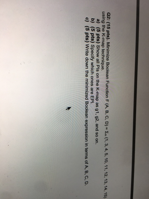 Solved Q2: (15 pts). Minimize Boolean Function F (A, B, C, | Chegg.com