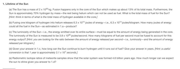 Solved 2. The Sun in Context The Sun is a medium-sized star. | Chegg.com