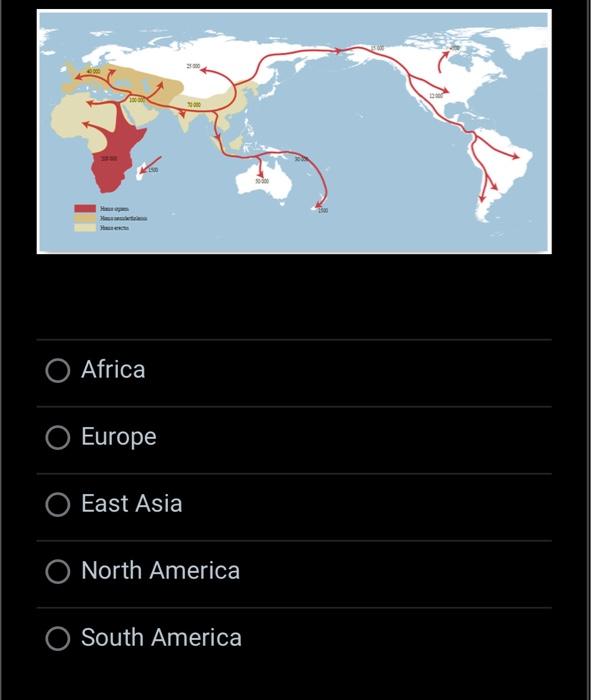 Humans spread out of Africa and across the rest of | Chegg.com