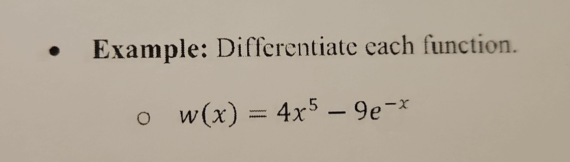 Solved Example Differentiate Each Functionwx4x5 9e X 1934
