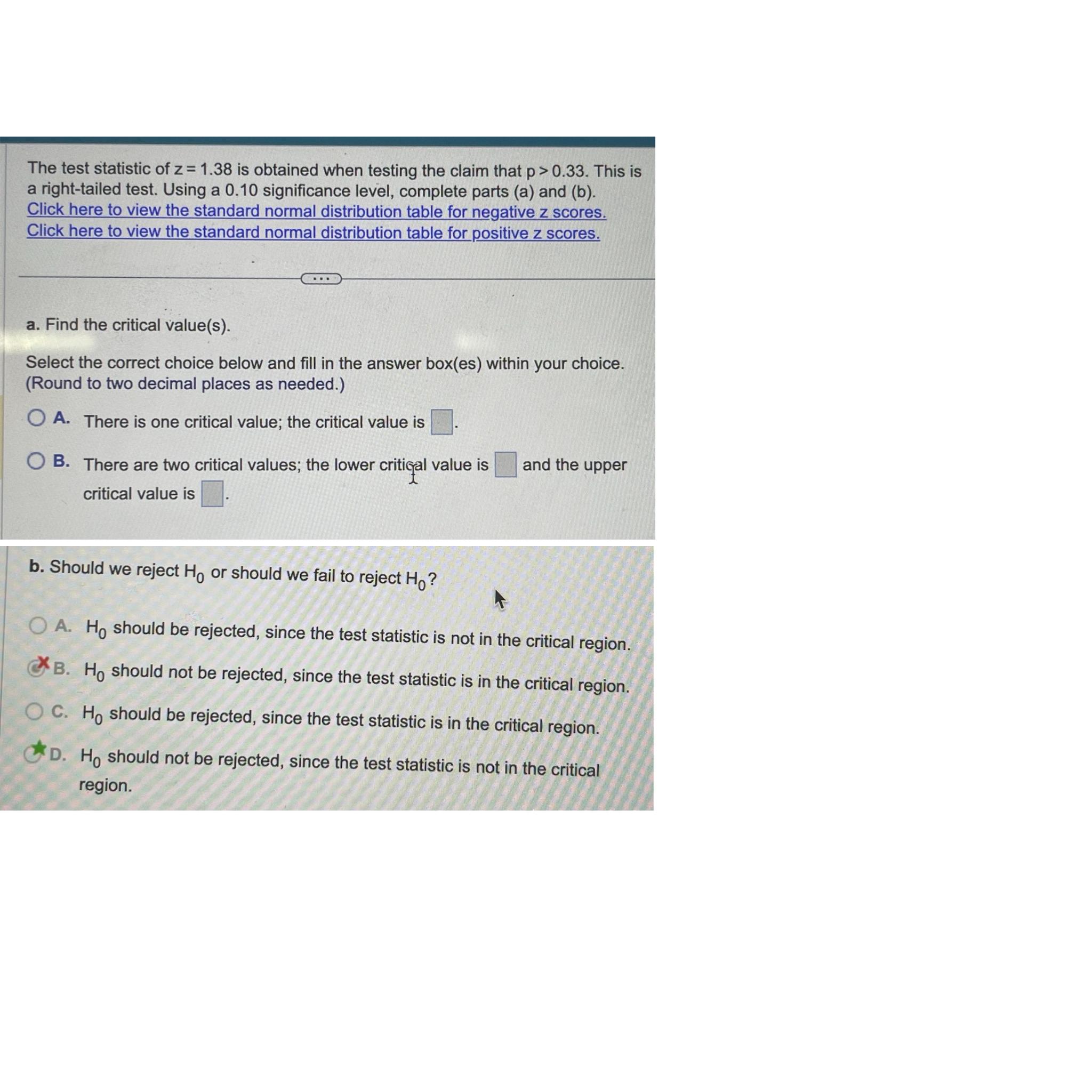 Solved Find the critical values | Chegg.com