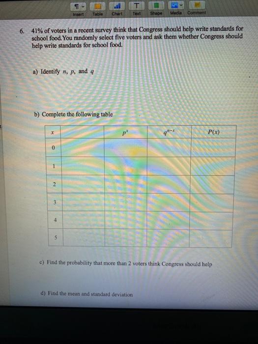 Solved Insert Table Chart Text Shape Media Comment 6. 41% of | Chegg.com