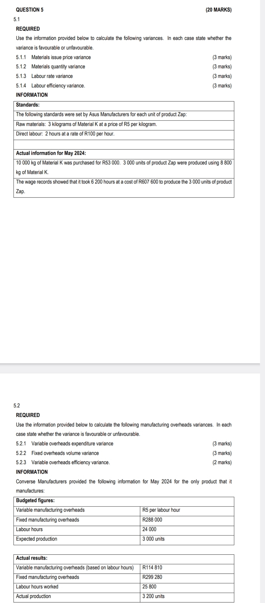 Solved QUESTION 5(20 MARKS)5.1REQUIREDUse the information | Chegg.com Solved QUESTION 5(20 MARKS)5.1REQUIREDUse the information | Chegg.com