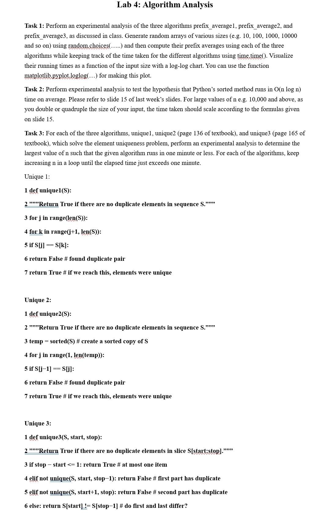 Solved Lab 4 Algorithm Analysis Task 1 Perform An