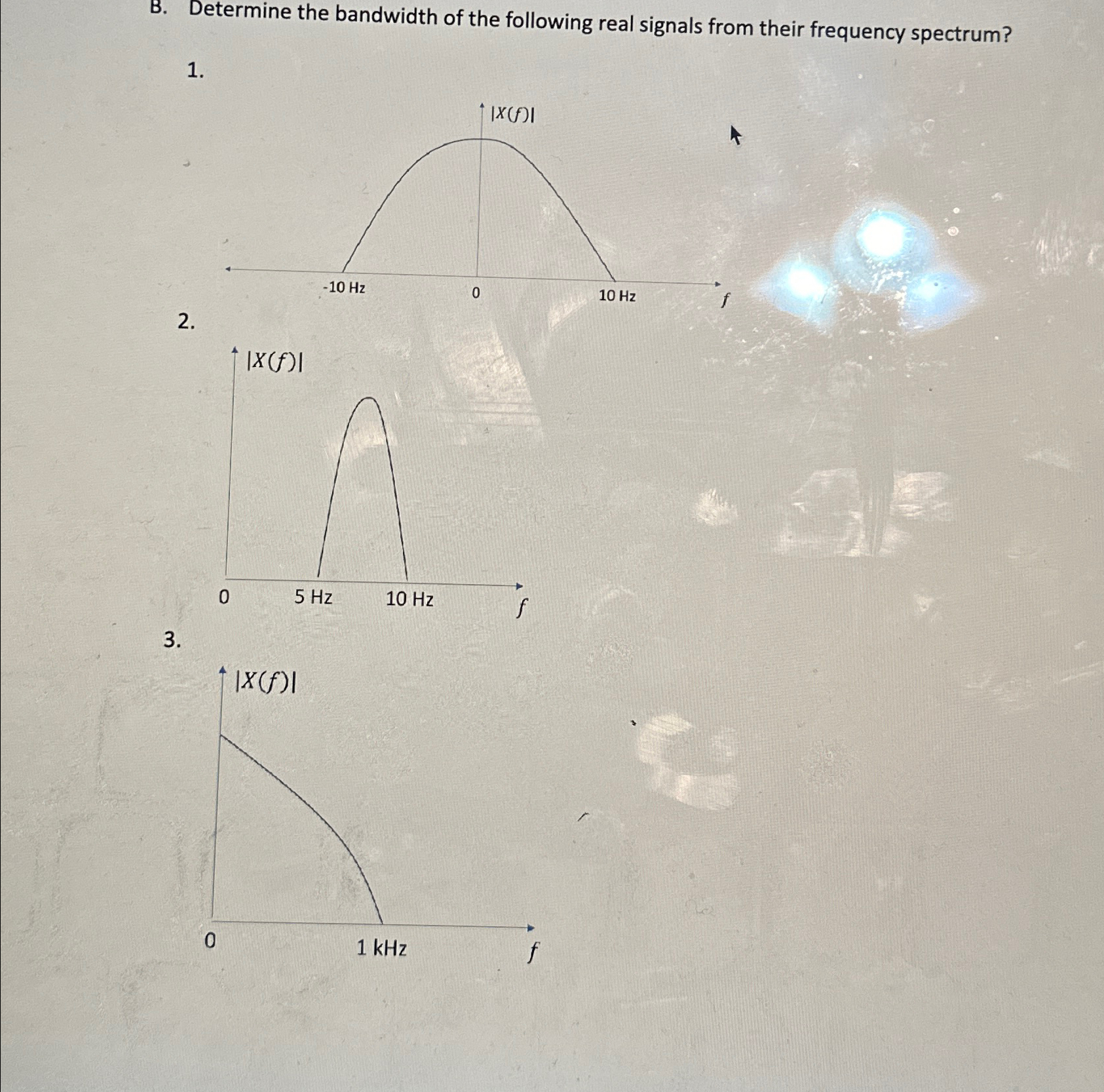 Solved B. ﻿Determine the bandwidth of the following real | Chegg.com