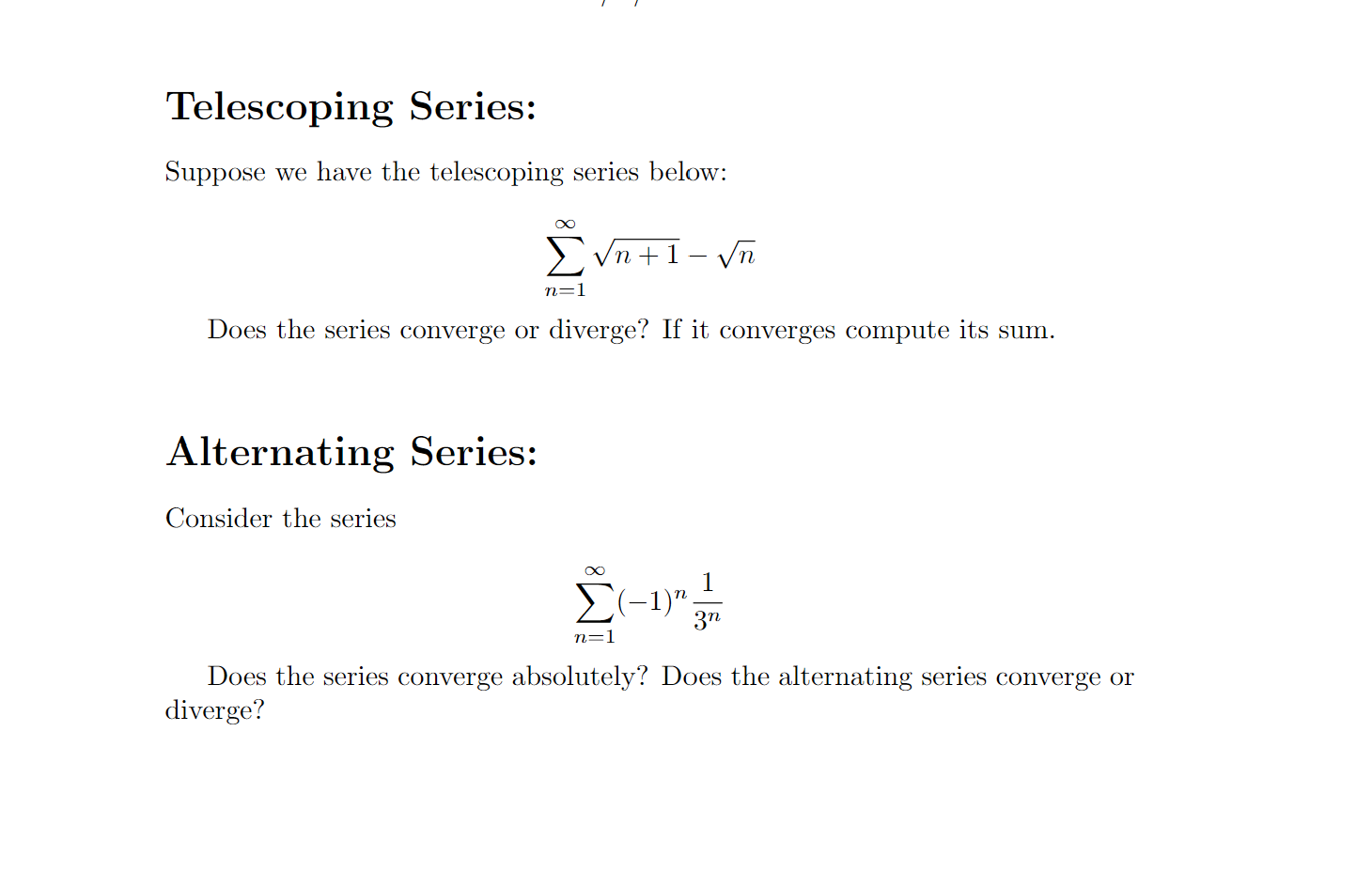 Solved Telescoping Series:Suppose we have the telescoping | Chegg.com