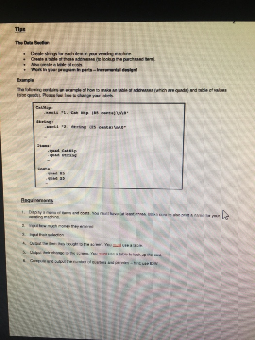Code in intel x86 assembly language The requirements | Chegg.com