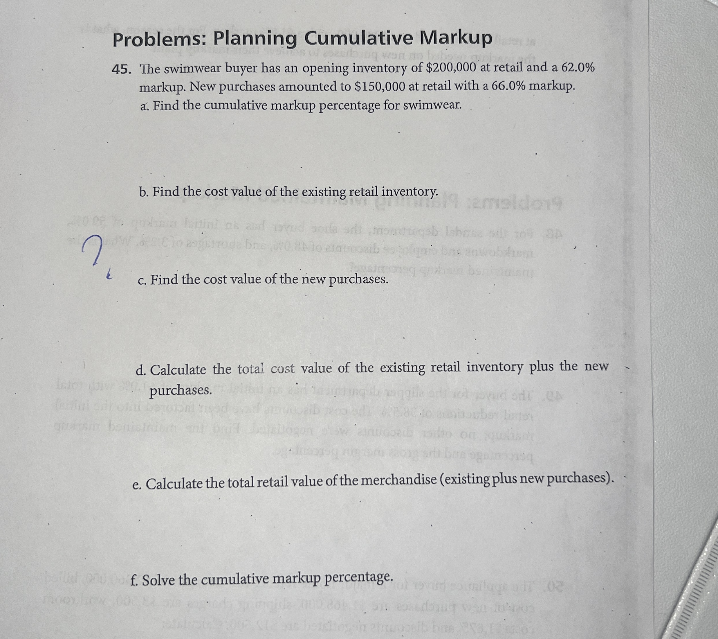 Solved Problems: Planning Cumulative MarkupThe swimwear | Chegg.com