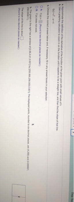 Solved This Tes a. Approximate the definition of the | Chegg.com