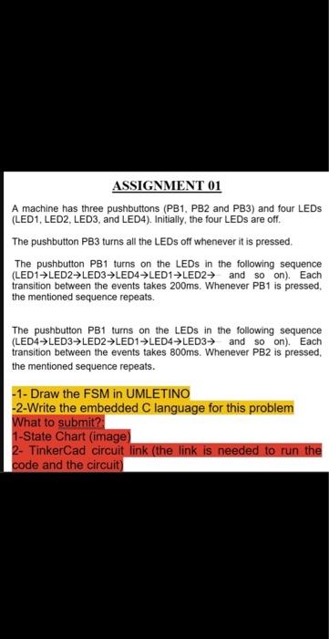 Solved ASSIGNMENT 01 A machine has three pushbuttons (PB1, | Chegg.com