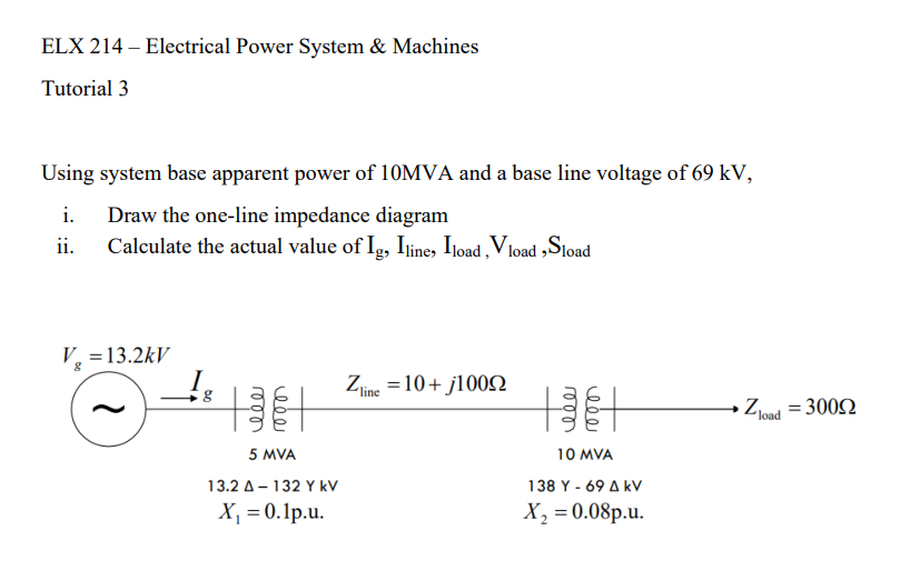 ELX 214 - ﻿Electrical Power System & MachinesTutorial | Chegg.com