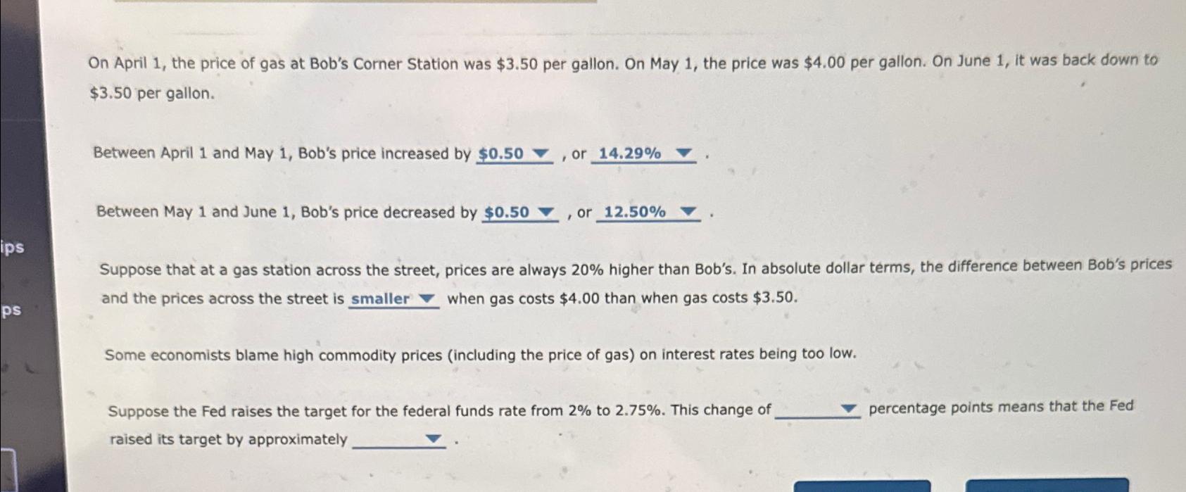 Solved On April 1, ﻿the price of gas at Bob's Corner Station | Chegg.com