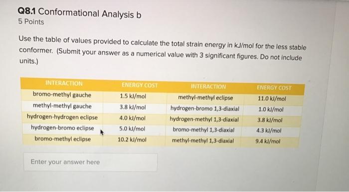 Solved Q8 Conformational Analysis 10 Points Consider the | Chegg.com