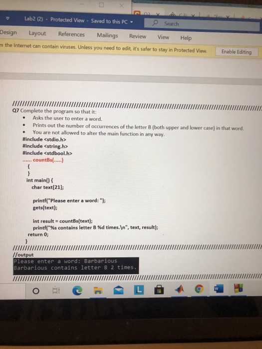 Solved Lab2 (2) - Protected View - Saved to this PC- e | Chegg.com