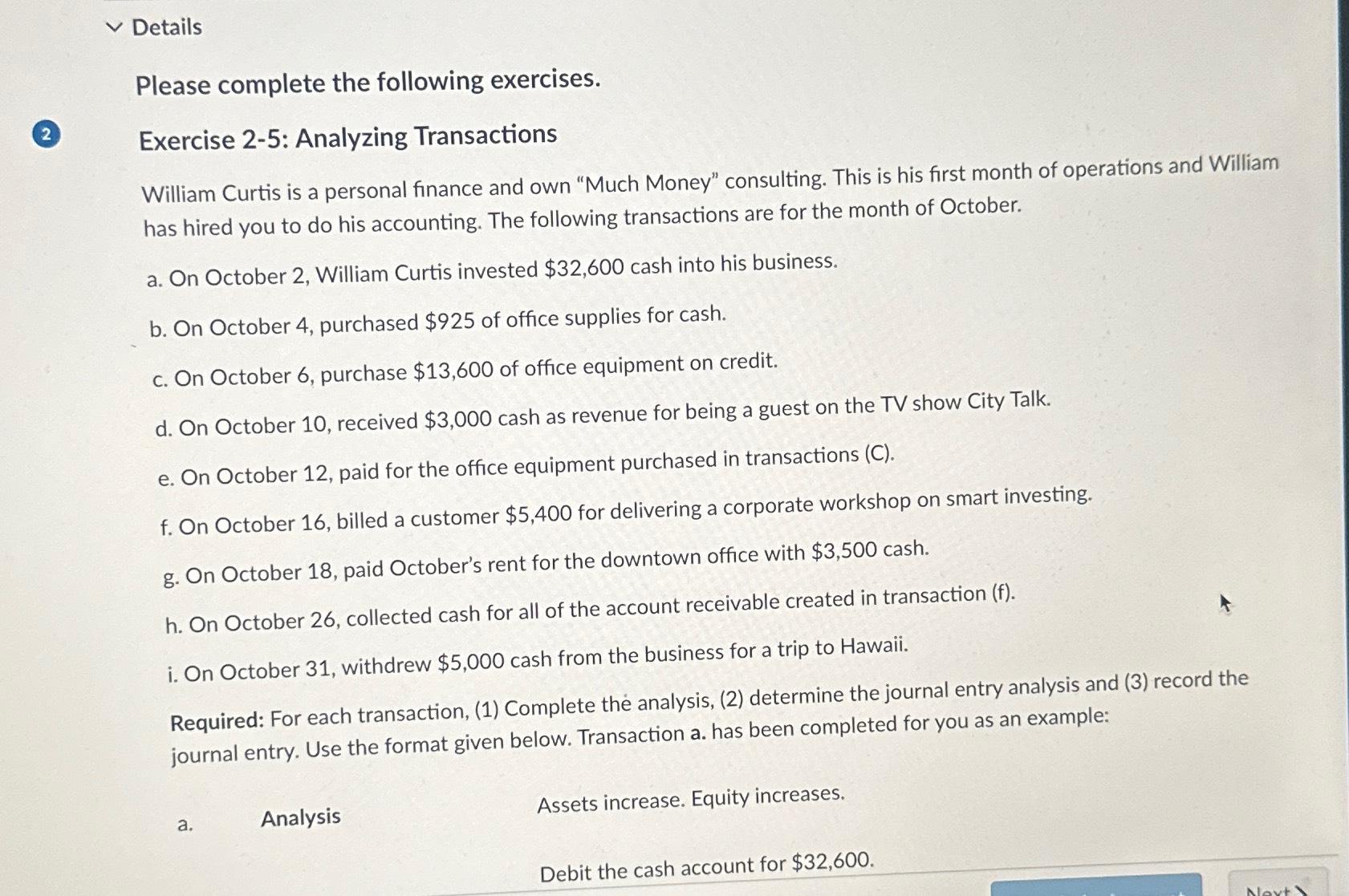 Solved DetailsPlease complete the following exercises.(2) | Chegg.com