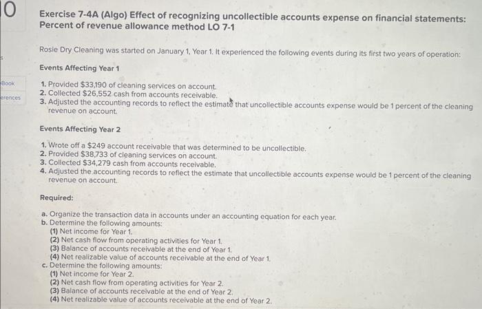 Solved Exercise 7-4A (Algo) Effect of recognizing | Chegg.com