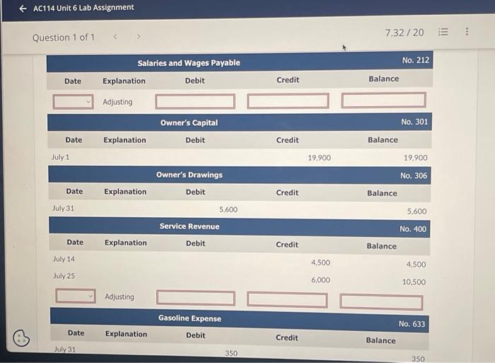 AC114 Unit 6 Lab Assignment Question 1 of 1 View | Chegg.com