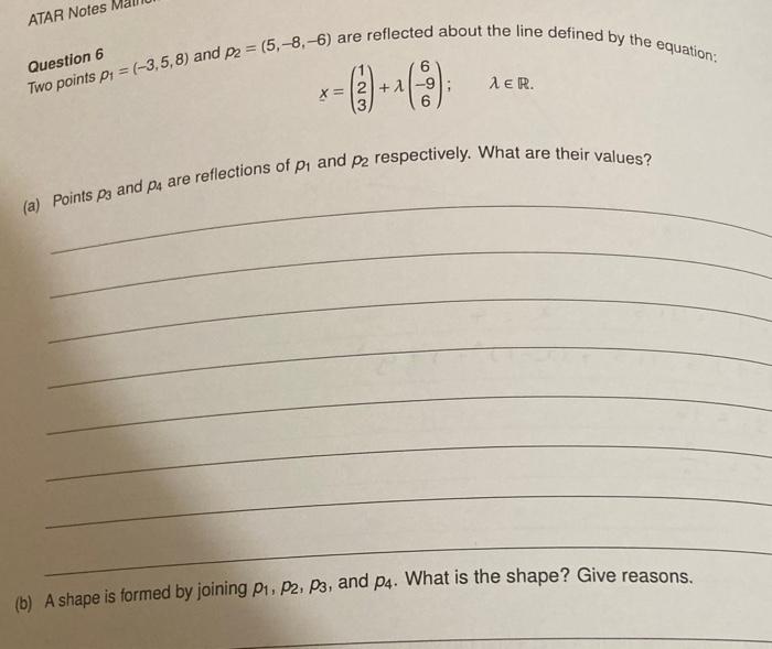 Solved Question 6 Two points p1=(−3,5,8) and p2=(5,−8,−6) | Chegg.com