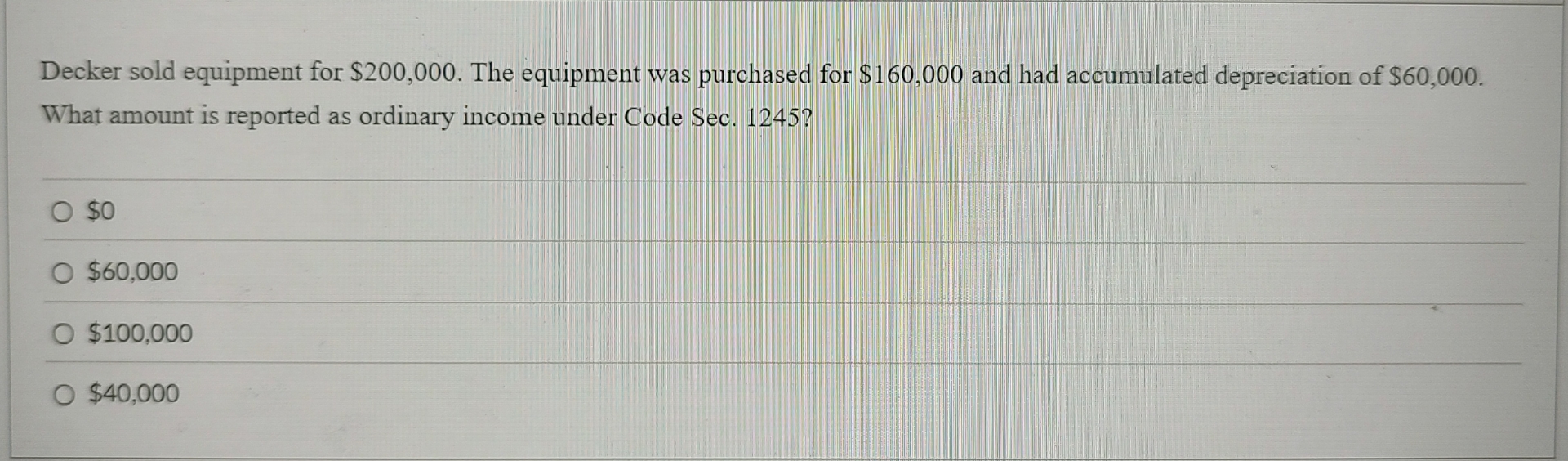 Solved Decker sold equipment for $200,000. ﻿The equipment | Chegg.com