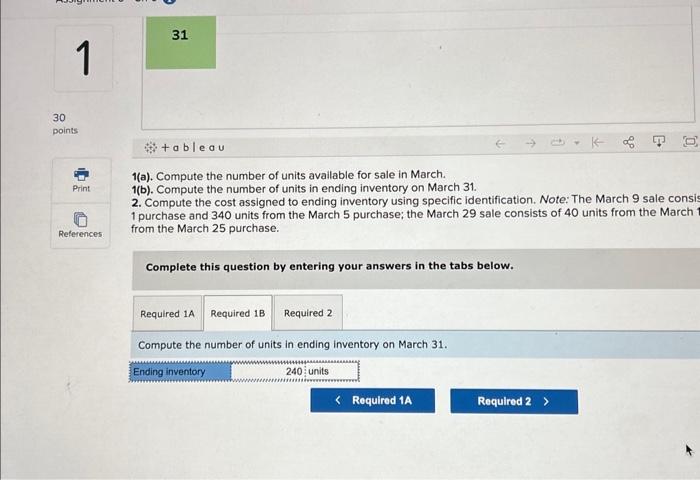 Solved 1 30 points Mc Print References Sunday Legend No | Chegg.com