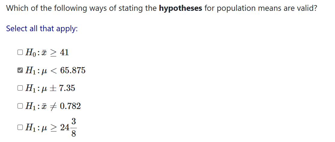 Solved Which of the following ways of stating the hypotheses | Chegg.com