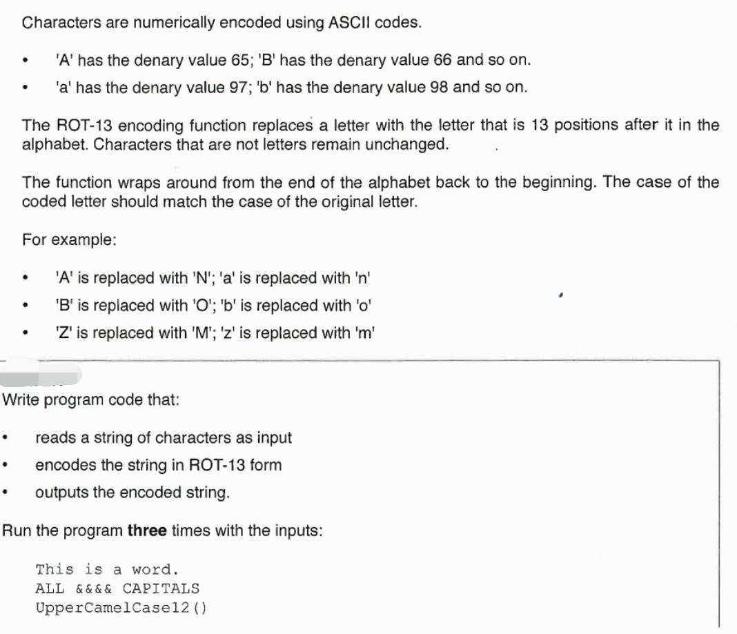 Solved Characters are numerically encoded using ASCII codes. | Chegg.com