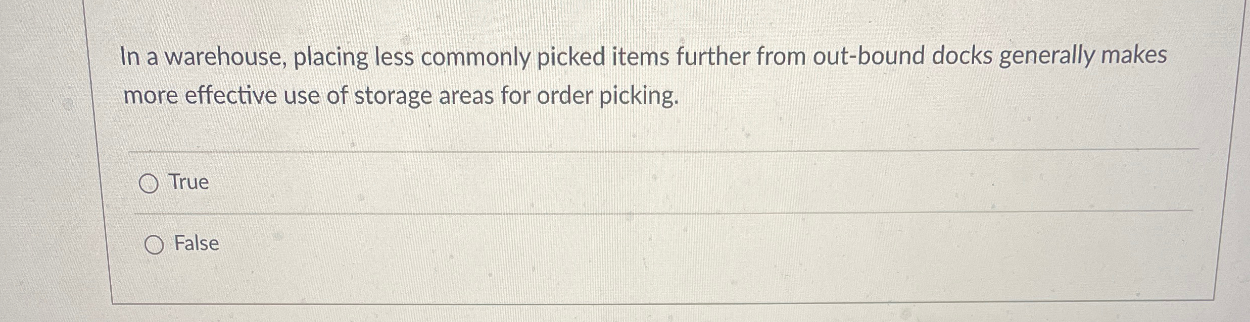 Solved In a warehouse, placing less commonly picked items | Chegg.com